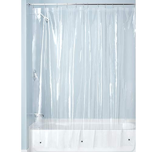 iDesign Waterproof PEVA Plastic Shower Curtain Liner for Use Alone or With Fabric Curtain, 72β x 72β, Clear