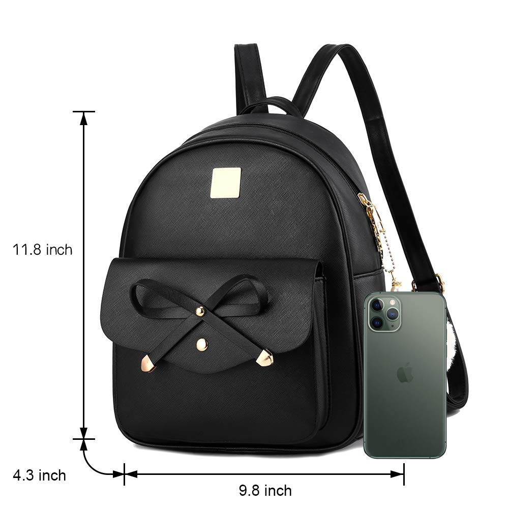 I IHAYNER Girls Bowknot 3-Pieces Fahsion Leather Backpack Backpack Purse for Women Rucksack for Ladies Shoulder Bag Purple