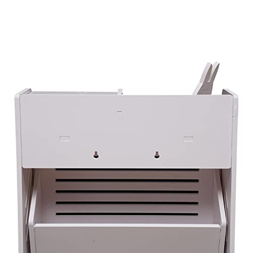 DYRABREST 2 Tier Modern Shoe Cabinet, White Tipping Shoe Rack Storage Organizer with 2 Drawer Shoe Cabinet,2 Pairs Per Level Entryway Cabinet Stand for Boots Regular Heels, Sneakers, Slippers