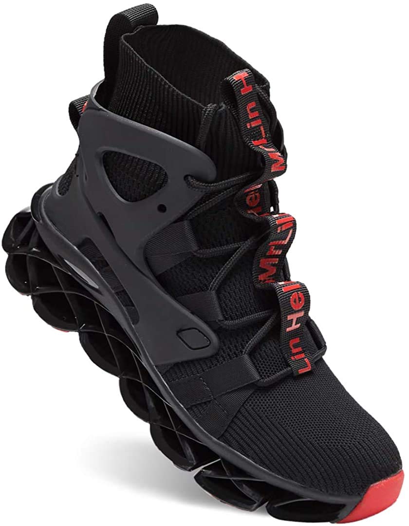 Hello MrLin Men's Running Shoes Non Slip Athletic Tennis Walking Blade Type Sneakers Hip Hop Black
