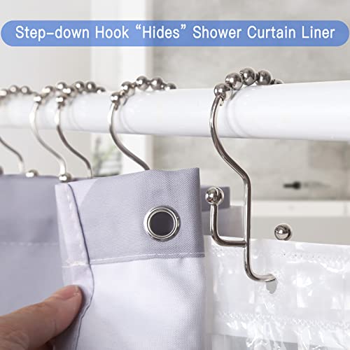Shower Curtain Rings, SUTINE Double Shower Curtain Hooks, Rust-Resistant Metal Shower Curtain Rings, Free Sliding Stainless Steel Shower Hooks for Shower Curtains & Liners, 12pcs-Nickel