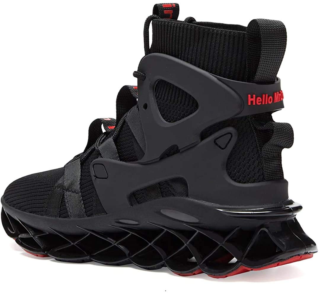 Hello MrLin Men's Running Shoes Non Slip Athletic Tennis Walking Blade Type Sneakers Hip Hop Black
