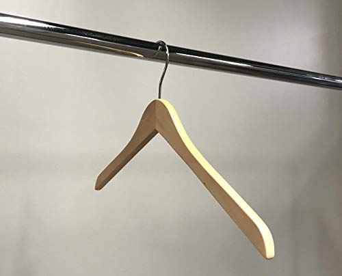 NAHANCO 8117CHNONOTCH20 17" Flat Wood Hanger, Chrome Hook, Natural (Pack of 20)