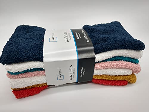 MAINSTAYS 18 Pack Assorted Cotton Terry Thin Washcloths Rags (Bright)