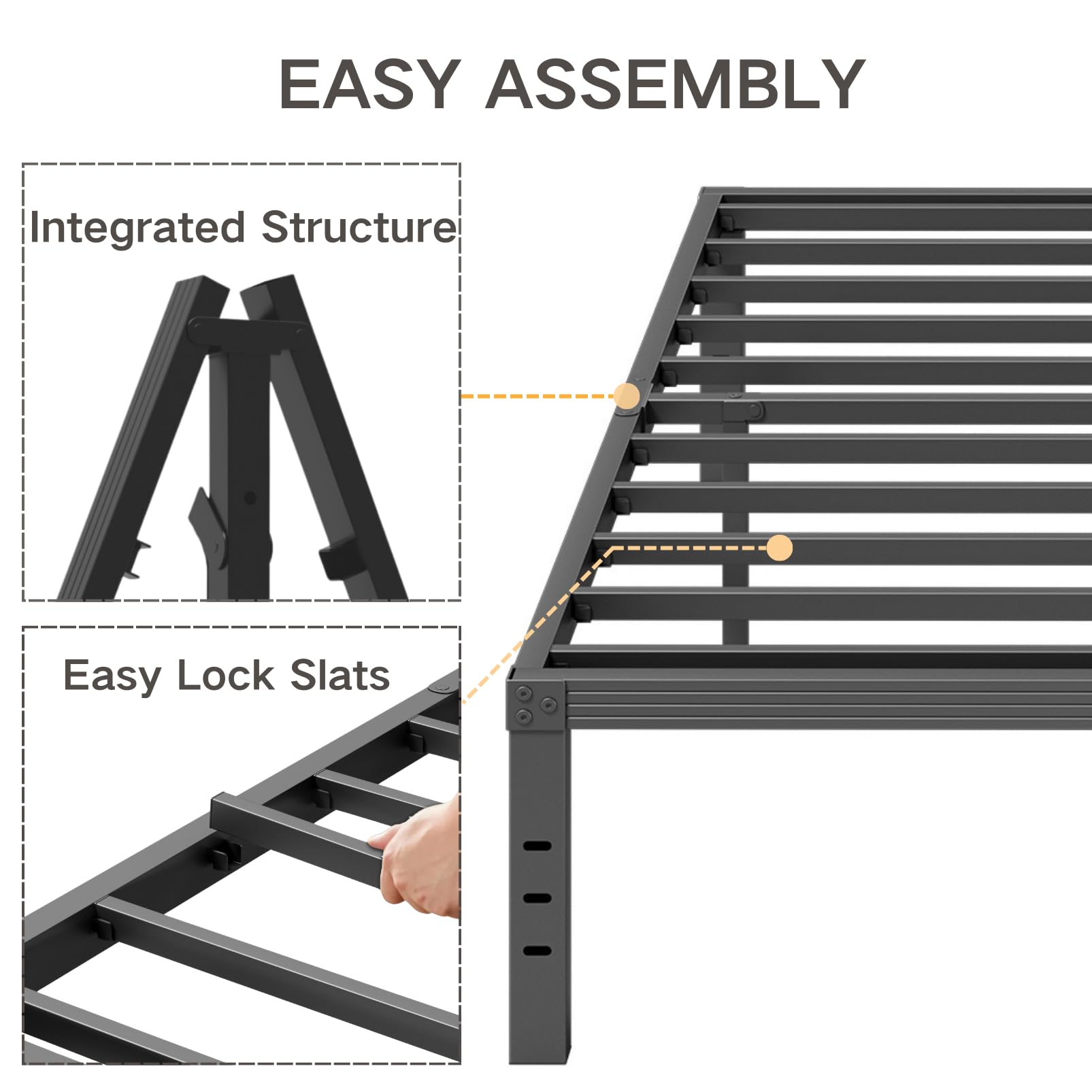 COMASACH 18 Inch Tall Metal Platform King Size Bed Frames with Maximum Storage, Anti-Slip Strengthen Support Mattress Foundation, Noise Free