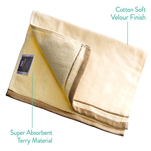 Creative Scents 100% Cotton Velour Fingertip Towel Set (12 Pack) Super Soft 11β x 18β Small Hand Towels, Extra-Absorbent Finger Tip Towels for Bathroom & Guests (Cream with Gold Brown Trim)
