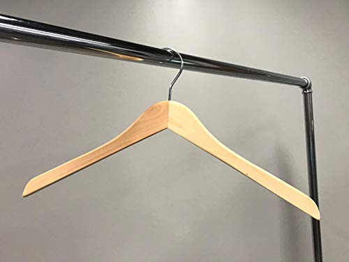 NAHANCO 8117CHNONOTCH20 17" Flat Wood Hanger, Chrome Hook, Natural (Pack of 20)