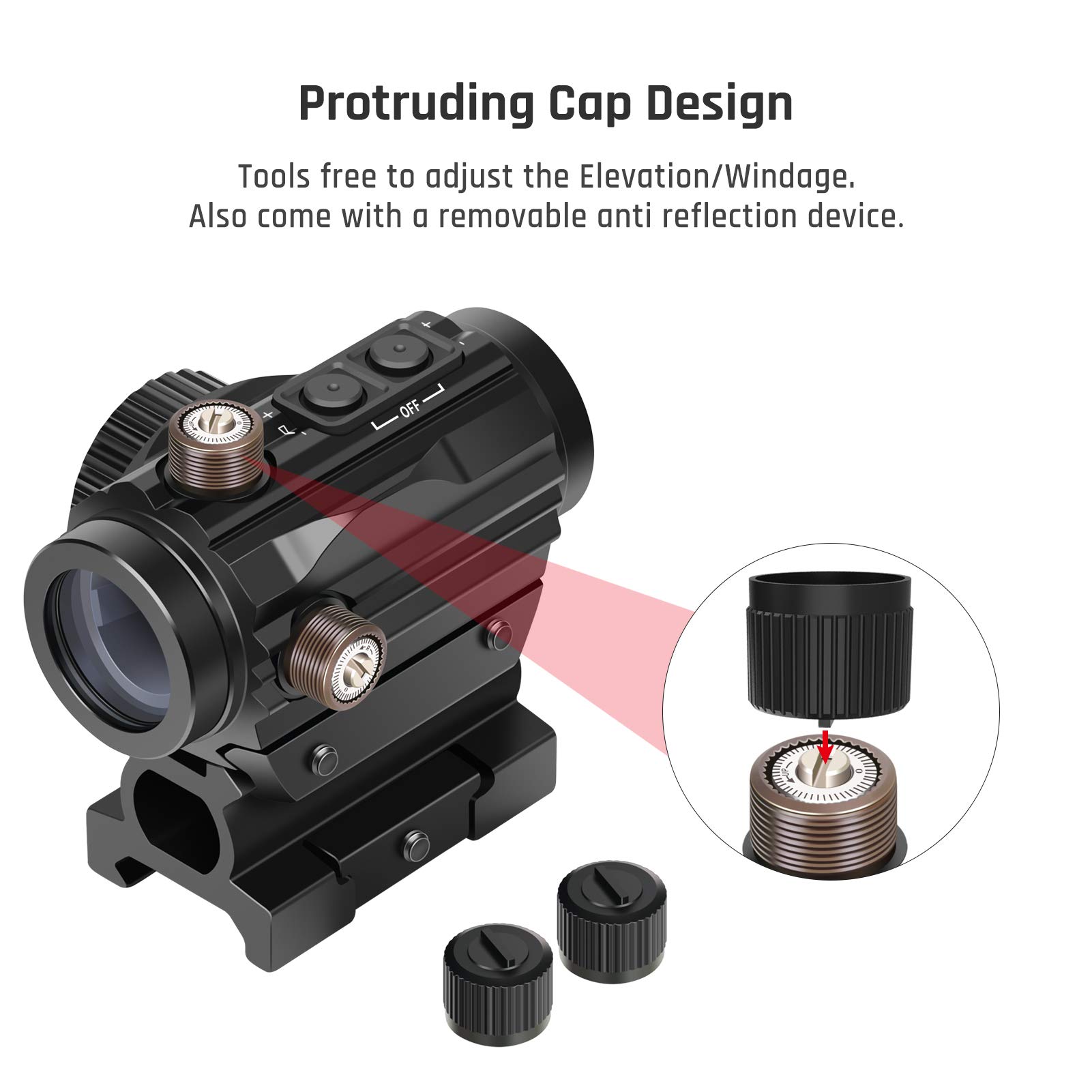 Feyachi RDS-36 1x22mm 5 MOA Red & Green Dot Sight Red & Green Dot Scope with 0.83β Riser Mount Absolute Co-Witness Height
