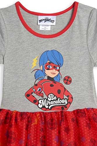 Miraculous Ladybug Big Girls Tulle Dress Red/Gray 10-12