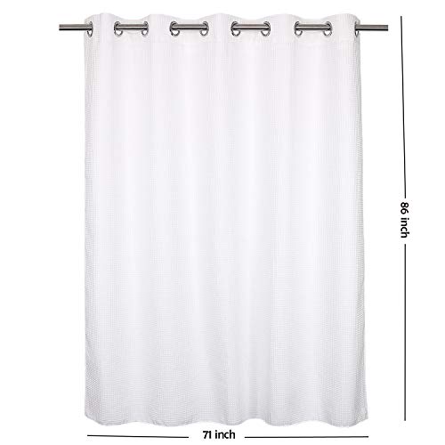 River Dream Hotel Grade No Hooks Needed Shower Curtain with Snap in Liner,Water Repellent, Machine Washable (White, 71"x86"(W/Liner))