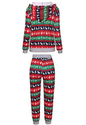 VNVNE Christmas Pajamas for Womens, Casual 2 Piece Pajama Set Print Long Sleeve Top & Pants Sleepwear Pjs Sets (Green Stripe, XL)