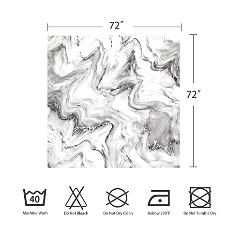 Gibelle Grey Marble Shower Curtain for Bathroom, Abstract Granite Marble Fabric Shower Curtain, Modern Luxury Art Waterproof Shower Curtain Set Unique Bath Accessories, White Gray, 72x72