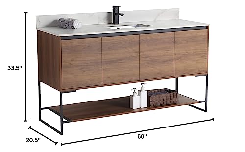 Fine Fixtures 60 Inch Bathroom Vanity with Sink - Modern Knob Free Design, Elegant Space-Saving Solution for Your Bathroom - Durable, Bathroom Vanities for a Contemporary Look - Urbania Collection