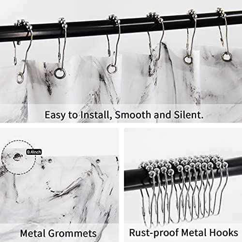 Gibelle Grey Marble Shower Curtain for Bathroom, Abstract Granite Marble Fabric Shower Curtain, Modern Luxury Art Waterproof Shower Curtain Set Unique Bath Accessories, White Gray, 72x72