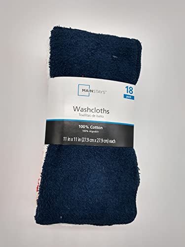 MAINSTAYS 18 Pack Assorted Cotton Terry Thin Washcloths Rags (Bright)