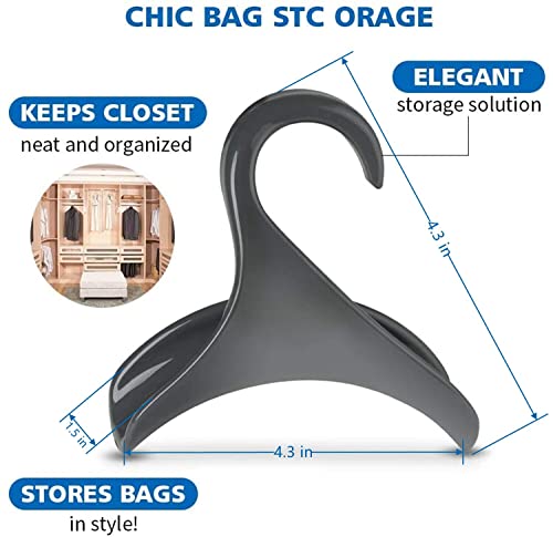 VANPEUSO Purse Handbag Hanger Hook, Over The Closet Rod Hanger for Organizer and Storage（4 Pack，Gray）