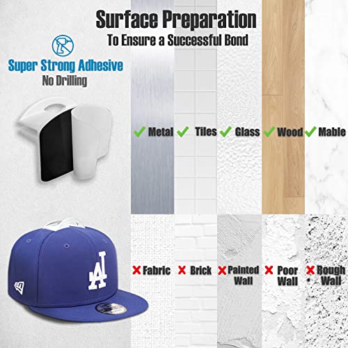 BRATEAYA Hat Hooks for Baseball Caps (10 Pack), No Drilling Hat Organizer for Wall Display & Hat Brim Bender, Easy Hat Bill Shaper for Baseball Caps