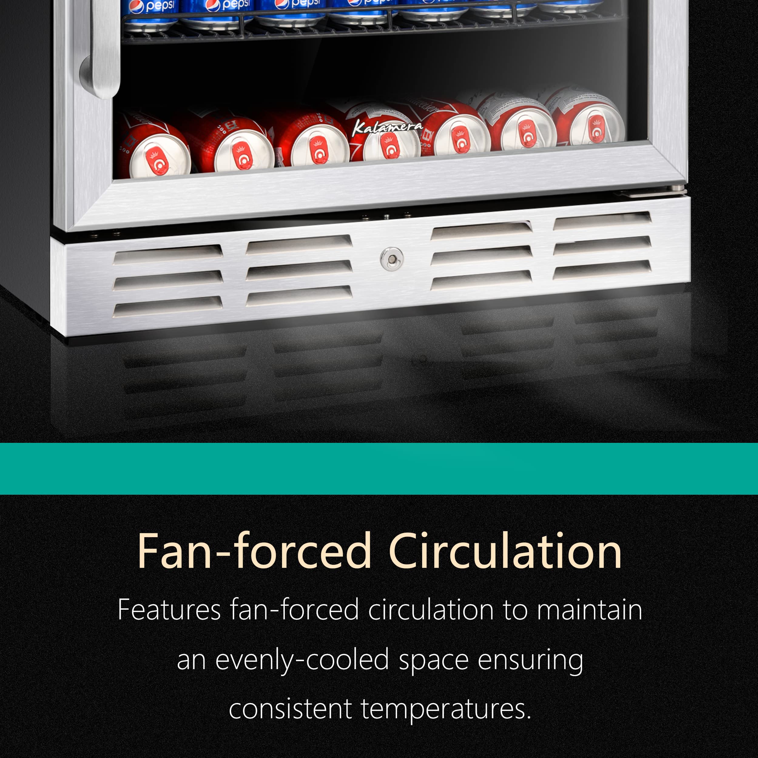 Kalamera Mini Fridge 24” Beverage and Wine Cooler Built-in or Freestanding - 120 Cans & 16 Bottles Capacity Wine Refrigerator Cooler- For Kitchen, Office or Bar with White Interior Light