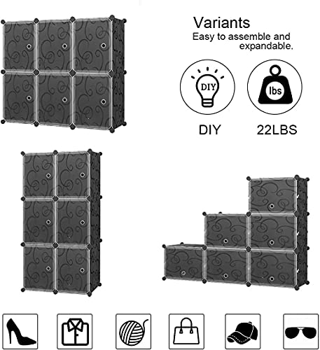KOUSI Portable Shoe Rack Organizer 64 Pair Tower Shelf Storage Cabinet Stand Expandable for Heels, Boots, Slippers, 12 Tiers Black