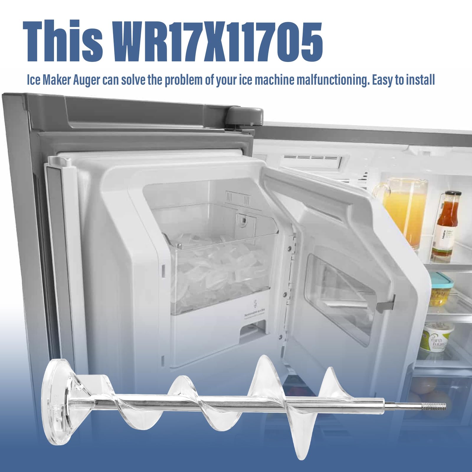 Upgrade Ice Maker Dispenser Auger for GE Refrigerator Replacement Parts WR17X11705 WR17X11939 PS1018130 AP3849786 AP3672963 PS964350 Ice Bucket Auger