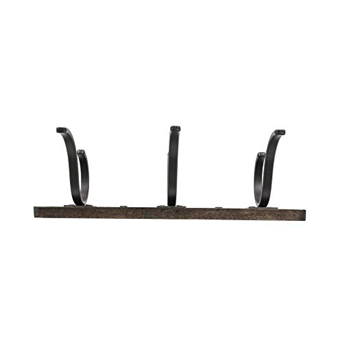 Spectrum Diversified Richmond Wall Mount 3 Hook Wood Rack for Storage and Organization of Entryway Bedroom and More, Coffee/Industrial Gray, Medium
