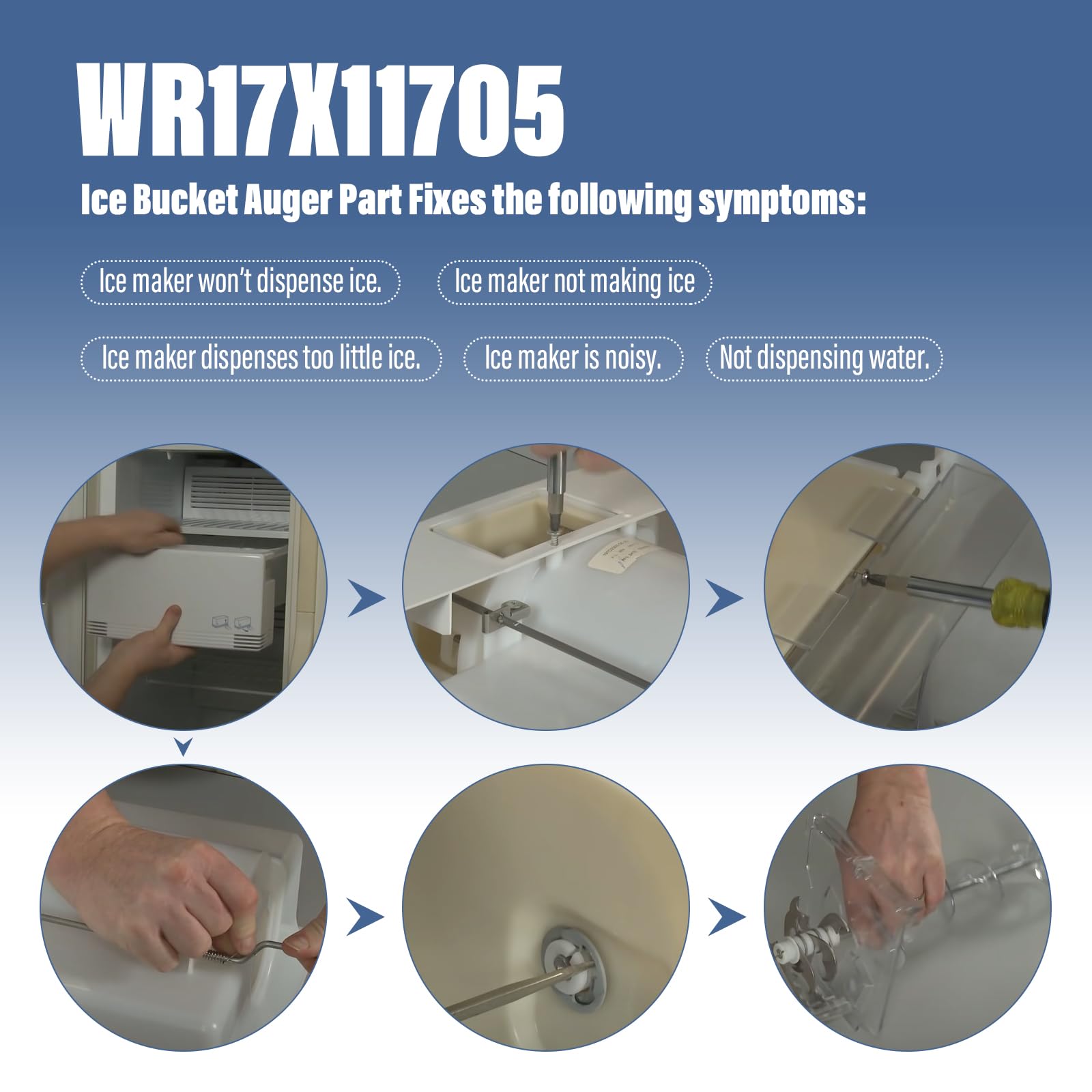 Upgrade Ice Maker Dispenser Auger for GE Refrigerator Replacement Parts WR17X11705 WR17X11939 PS1018130 AP3849786 AP3672963 PS964350 Ice Bucket Auger