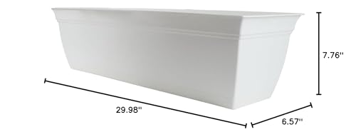 The HC Companies 30 Inch Eclipse Window Planter - Indoor Outdoor Rectangular Plant Pot with Removable Saucer for Flowers, Herbs, White