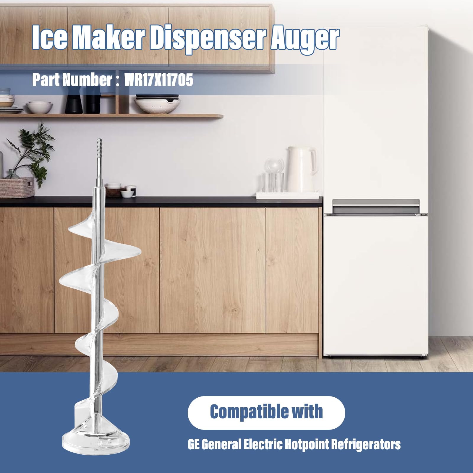 Upgrade Ice Maker Dispenser Auger for GE Refrigerator Replacement Parts WR17X11705 WR17X11939 PS1018130 AP3849786 AP3672963 PS964350 Ice Bucket Auger