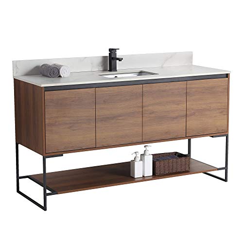 Fine Fixtures 60 Inch Bathroom Vanity with Sink - Modern Knob Free Design, Elegant Space-Saving Solution for Your Bathroom - Durable, Bathroom Vanities for a Contemporary Look - Urbania Collection