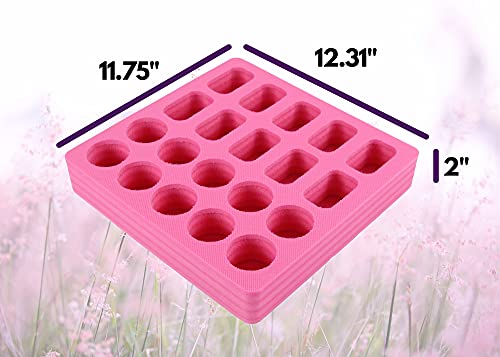 Polar Whale Lotion and Body Spray Stand Organizer Large Tray Pink Durable Foam Washable Waterproof Insert for Home Bathroom Bedroom Office 12.3 x 11.75 x 2 Inches 20 Slots