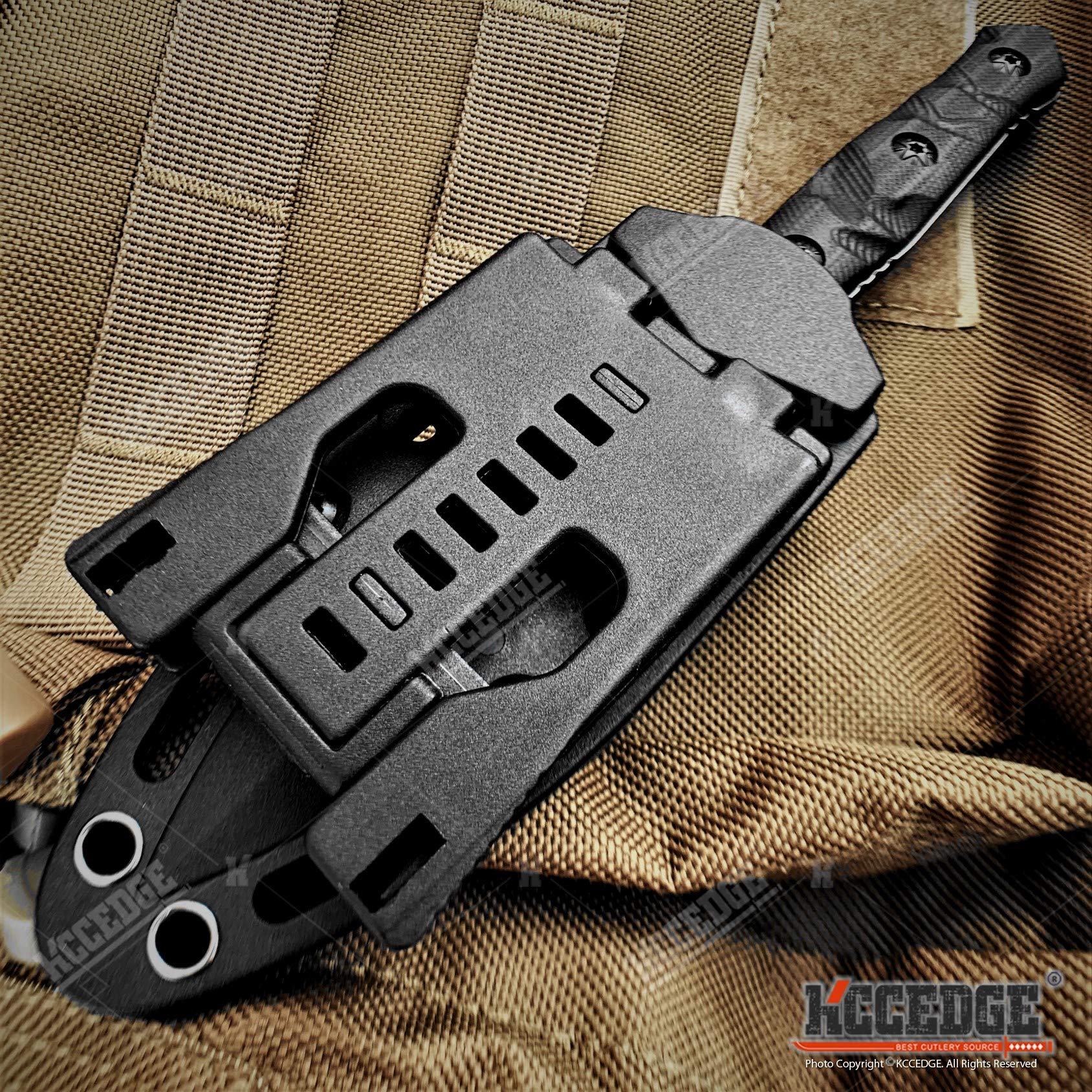 Hunting Knife Tactical Knife Survival Knife 8" Fixed Blade Knife w/ Molle Compatible Pressure Retention Sheath Camping Accessories Survival Kit Survival Gear Tactical Gear 79965 (Black)