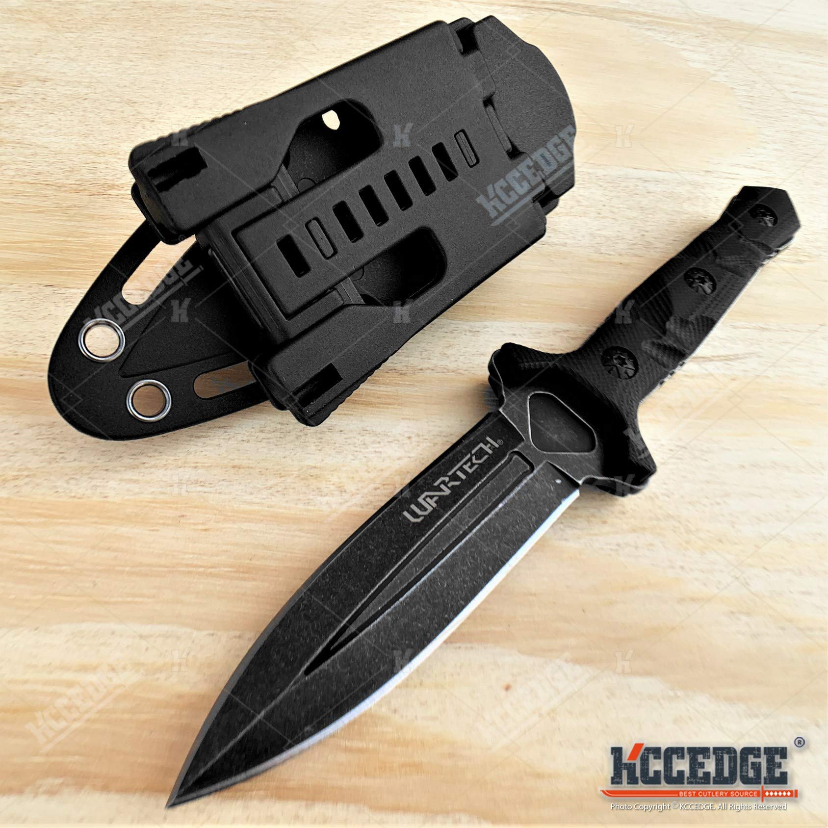 Hunting Knife Tactical Knife Survival Knife 8" Fixed Blade Knife w/ Molle Compatible Pressure Retention Sheath Camping Accessories Survival Kit Survival Gear Tactical Gear 79965 (Black)