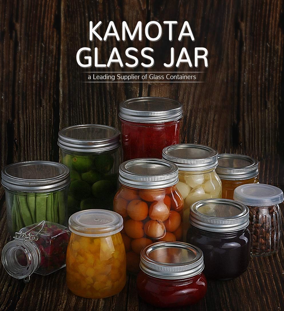 KAMOTA Mason Jars 16 OZ With Regular Lids and Bands, Ideal for Meal Prep, Jam, Honey, Wedding Favors, Shower Favors, DIY Spice Jars, 16 PACK, 20 Whiteboard Labels Included