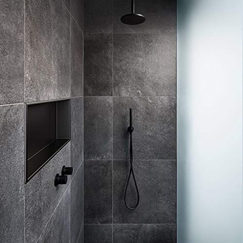 Shower Niche - NO TILE NEEDED 24" X 12" Powder Coat Black Recessed Single Shelf Organizer β Best Modern In Wall Bathroom Accessory for Shower or Tub Storage | Nook Insert Holds Soap Bottles Toiletries