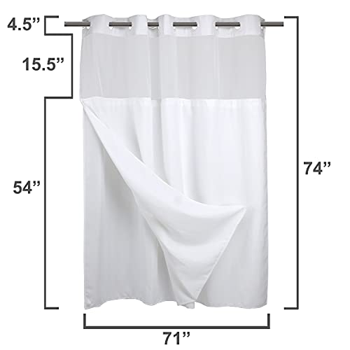 No Hooks Required Waffle Weave Shower Curtain with Snap in Liner - 71W x 74H,Hotel Grade,Spa Like Bath Curtain,White