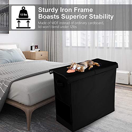 HOUSE AGAIN Double Laundry Hamper with Lid and Removable Laundry Bags, 160L, 2 Divider Dirty Clothes Hamper with Handles for Bedroom, Dorm, Foldable Laundry Basket Organizer, Dual hamper (Black)