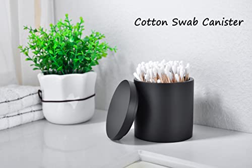 Rzoeox Bathroom Accessories Set Matte Black 5 Pcs, Resin Bathroom Sets Accessories Modern with Soap Dispenser, Cotton Swab Canister, Toothbrush Holder, Toothbrush Cup,Soap Dish (Matte Black)