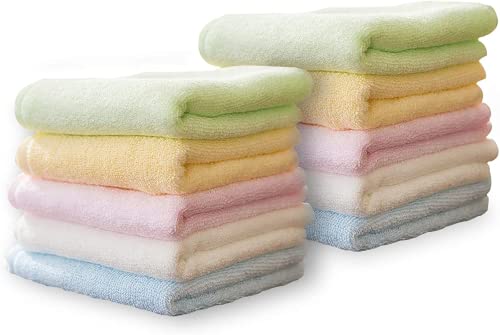 Yoofoss Luxury Bamboo Washcloths Towel Set 10 Pack Baby Wash Cloth for Bathroom-Hotel-Spa-Kitchen Multi-Purpose Fingertip Towels and Face Cloths 10'' x 10''