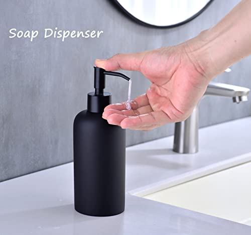 Rzoeox Bathroom Accessories Set Matte Black 5 Pcs, Resin Bathroom Sets Accessories Modern with Soap Dispenser, Cotton Swab Canister, Toothbrush Holder, Toothbrush Cup,Soap Dish (Matte Black)