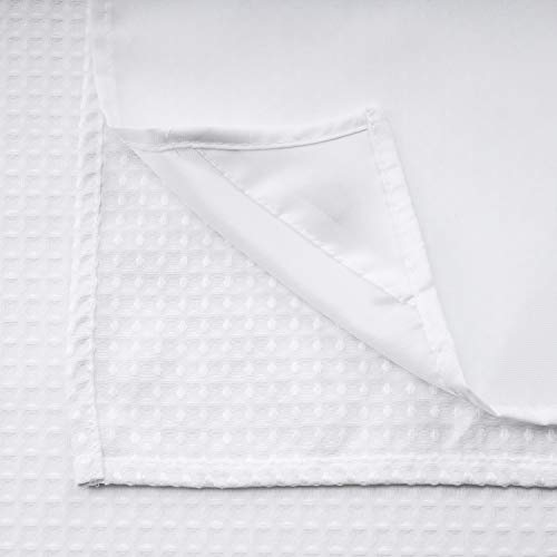 No Hooks Required Waffle Weave Shower Curtain with Snap in Liner - 71W x 74H,Hotel Grade,Spa Like Bath Curtain,White