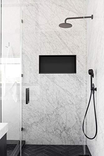 Shower Niche - NO TILE NEEDED 24" X 12" Powder Coat Black Recessed Single Shelf Organizer β Best Modern In Wall Bathroom Accessory for Shower or Tub Storage | Nook Insert Holds Soap Bottles Toiletries