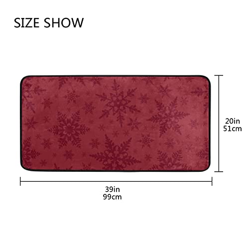 ALAZA Kitchen Mat Red Snowflake Anti Fatigue Standing Mat for Office, Laundry Room and Stand-up Desks
