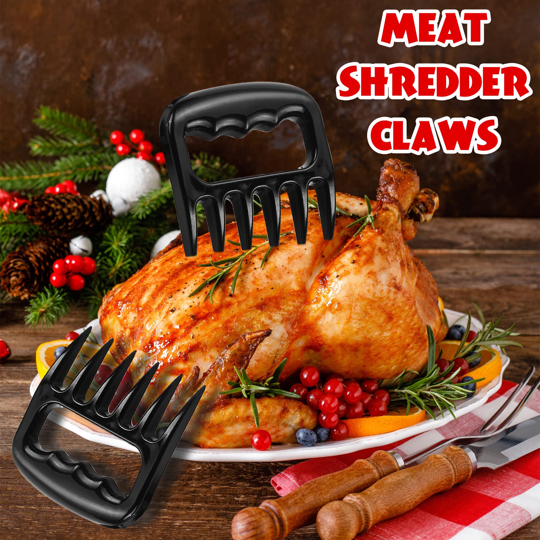 ROMANTICIST 27pcs Heavy Duty BBQ Tools Gift Set for Men Dad, Extra Thick Stainless Steel Grill Utensils with Meat Claws, Grilling Accessories Kit in Portable Carrying Bag for Camping, Backyard Black