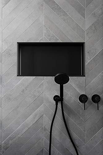 Shower Niche - NO TILE NEEDED 24" X 12" Powder Coat Black Recessed Single Shelf Organizer β Best Modern In Wall Bathroom Accessory for Shower or Tub Storage | Nook Insert Holds Soap Bottles Toiletries