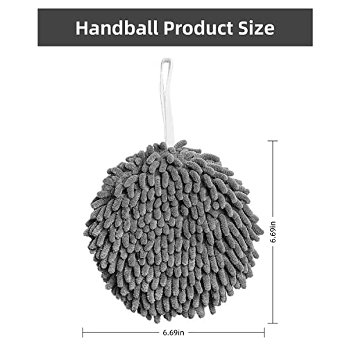 TYUI Chenille Hand Towel Ball,Soft Absorbent Chenille Ball Towel Sets,Microfiber Quick Drying Hands Towels for Bathroom/Kitchen3 Pack(White+Gray+Blue)