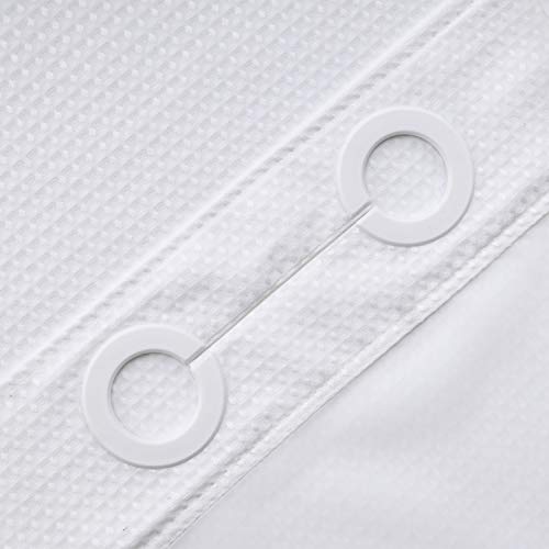 No Hooks Required Waffle Weave Shower Curtain with Snap in Liner - 71W x 74H,Hotel Grade,Spa Like Bath Curtain,White