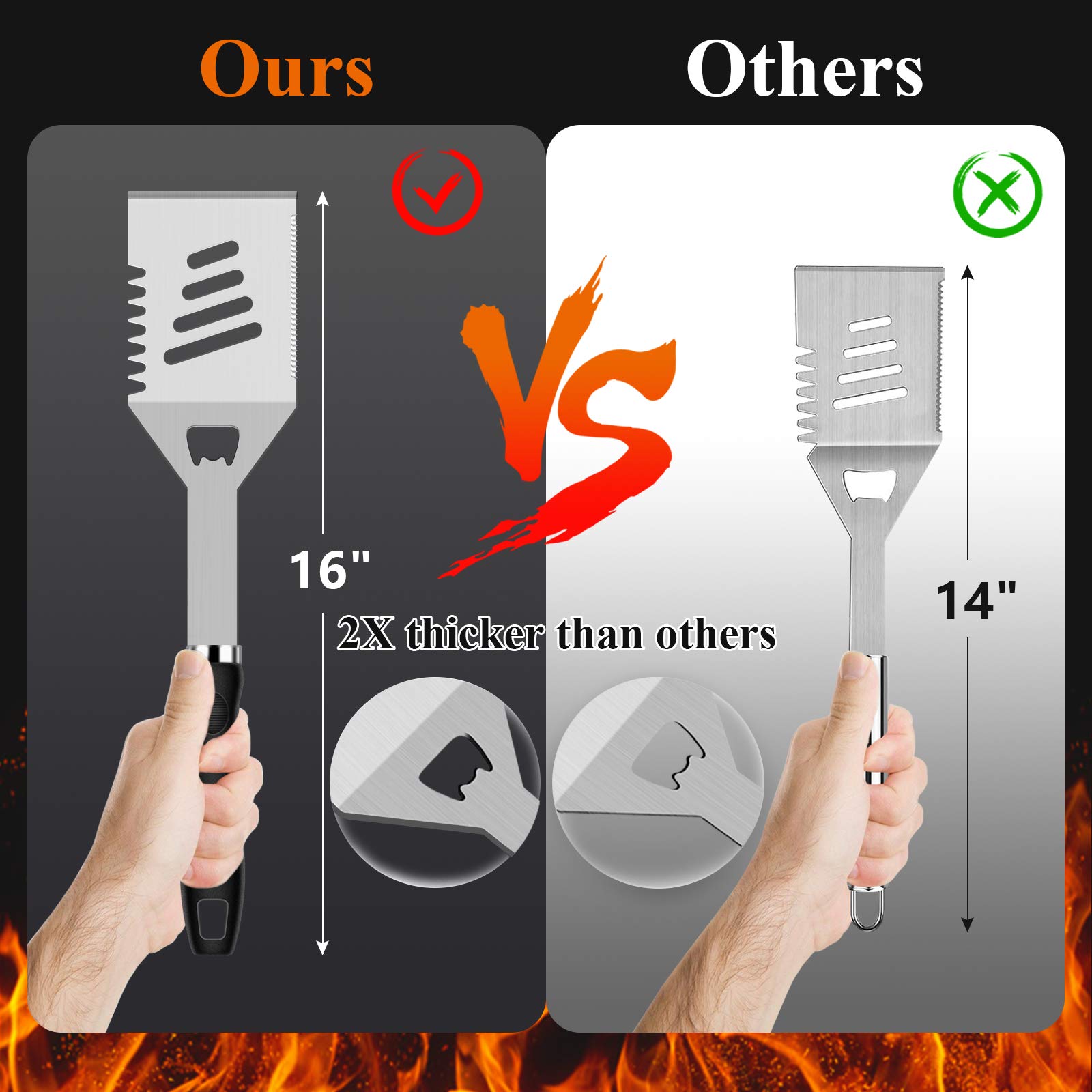 ROMANTICIST 27pcs Heavy Duty BBQ Tools Gift Set for Men Dad, Extra Thick Stainless Steel Grill Utensils with Meat Claws, Grilling Accessories Kit in Portable Carrying Bag for Camping, Backyard Black