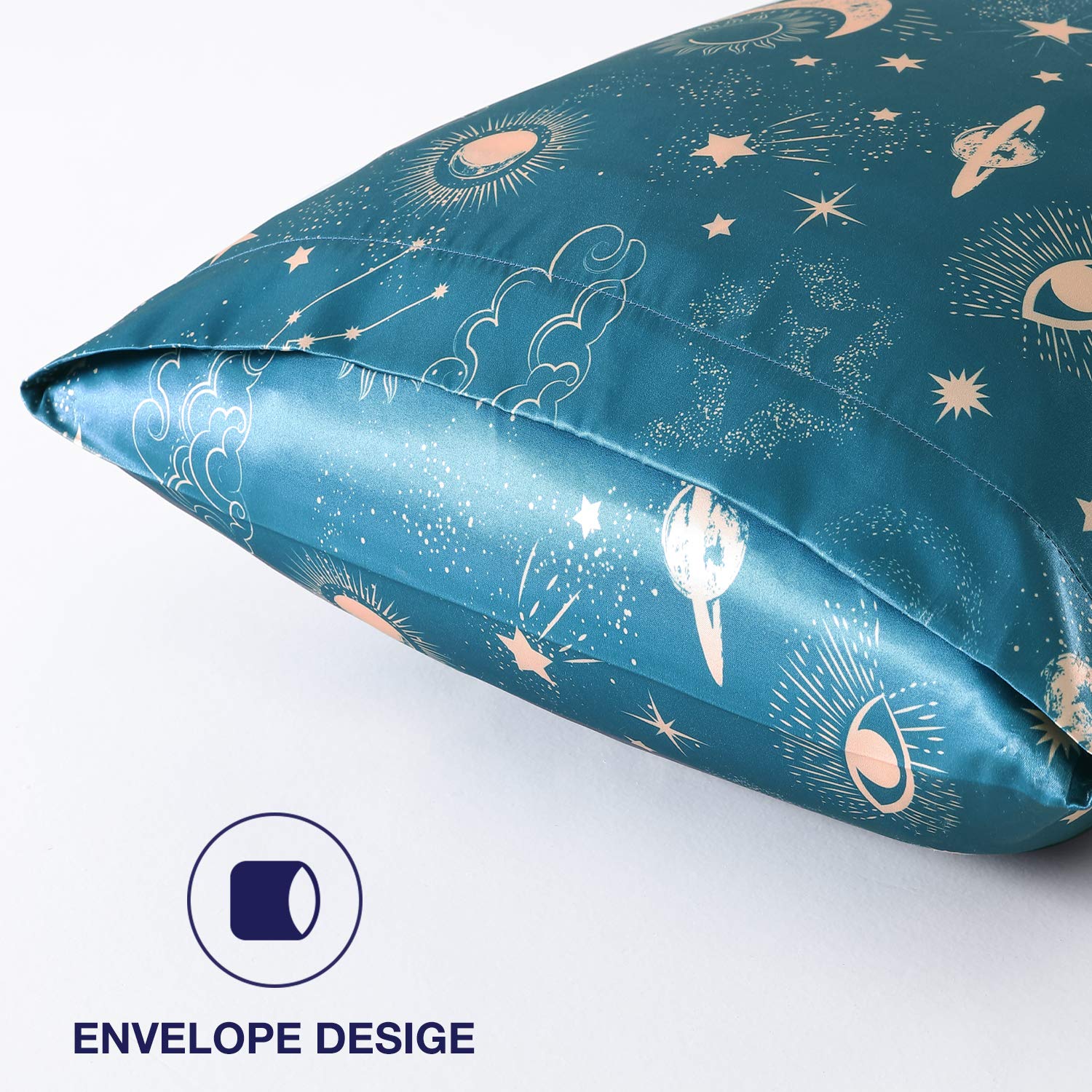 EXQ Home Satin Pillowcase Silky Satin Pillowcase for Hair and Skin,Soft Printed Pillow Cases Queen Size Set of 2 Satin Pillow Case with Envelope Closure Similar to Silk Pillow Cases