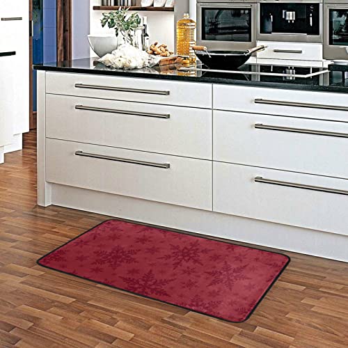 ALAZA Kitchen Mat Red Snowflake Anti Fatigue Standing Mat for Office, Laundry Room and Stand-up Desks