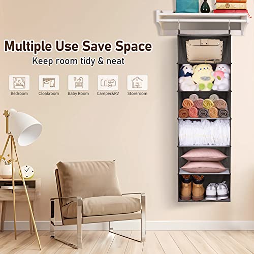 SLEEPING LAMB Long 2-Tier Shoe organizer for Closet and 6 Shelves Jumbo Hanging Closet Organizer and Storage